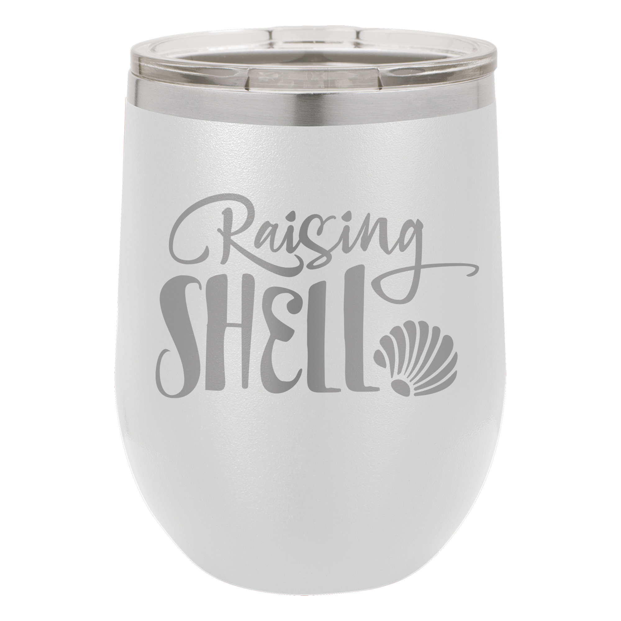 Susquehanna Glass Raising Shell White Insulated Stemless & Lid ...