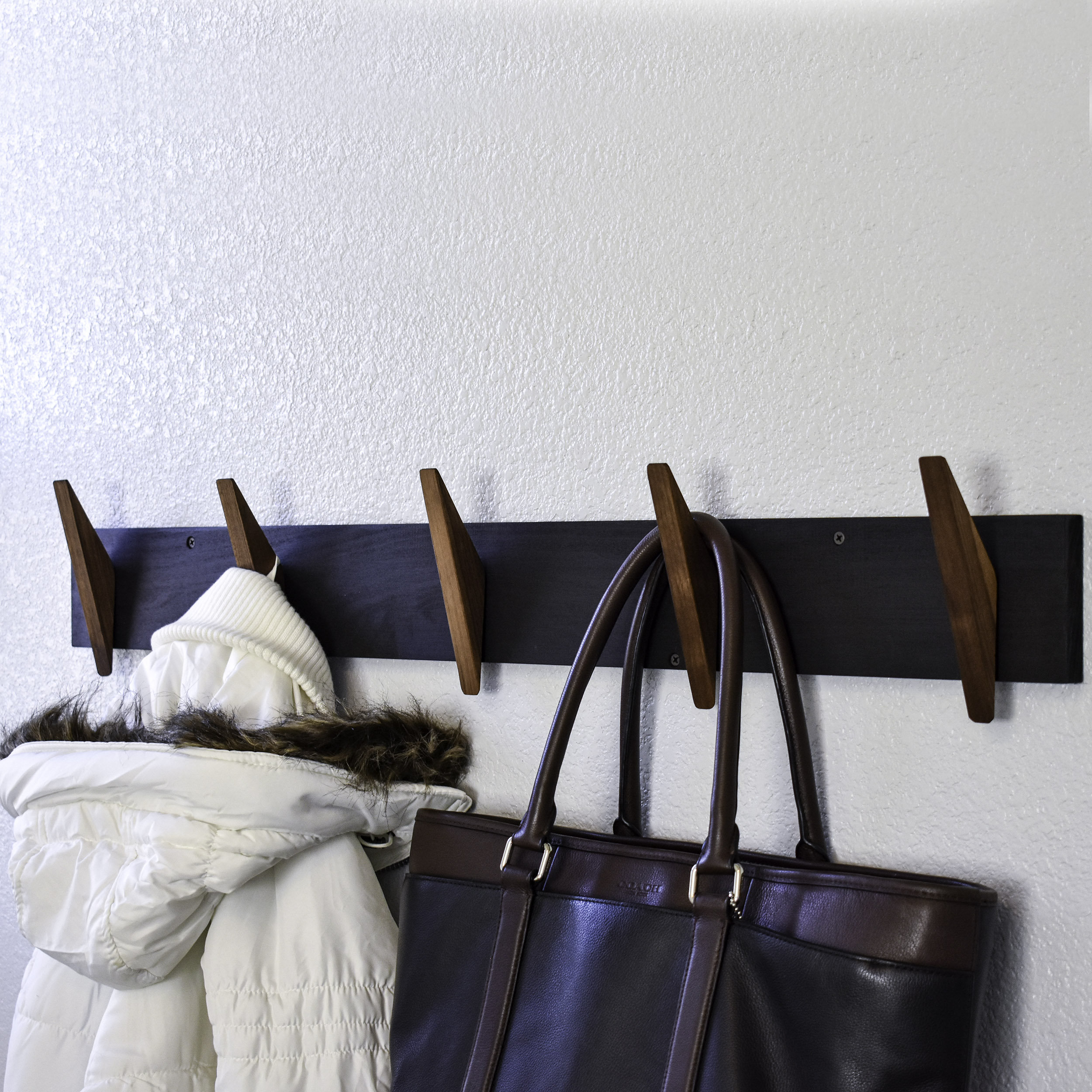 Latitude Run® Jee Solid Wood 5 - Hook Wall Mounted Coat Rack in Walnut ...