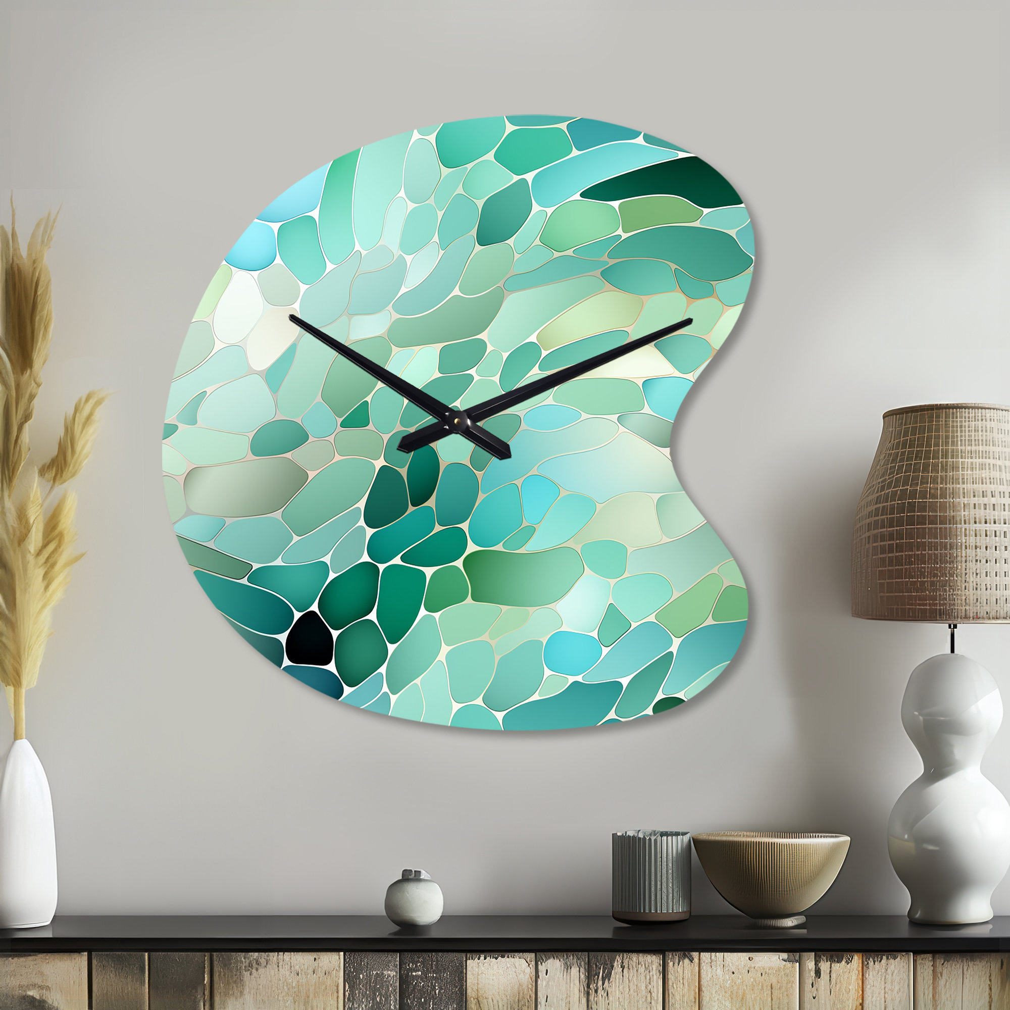 Design Art Seagrass Mosaic Emerald Coastal Pattern II - Abstract Unique ...