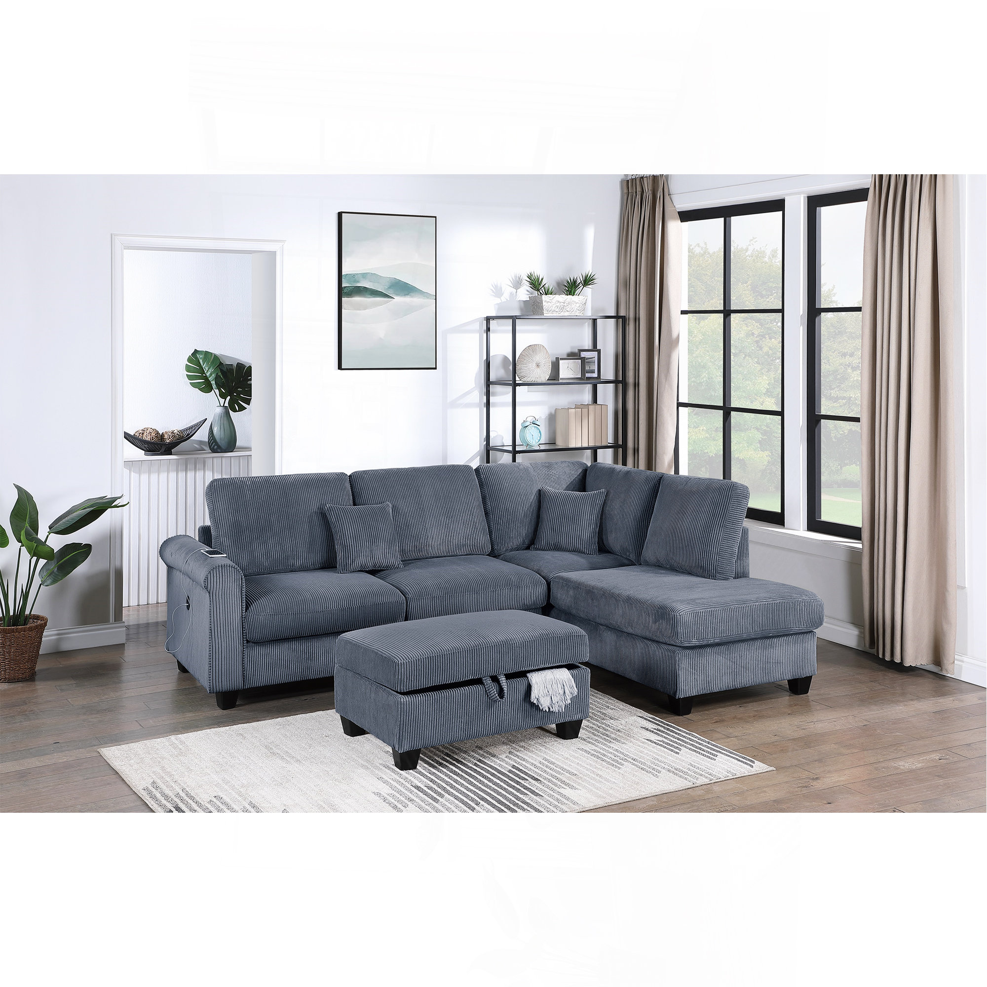 Hokku Designs Contemporary 3Pc Sectional Set Couch LAF Sofa RAF Chaise ...