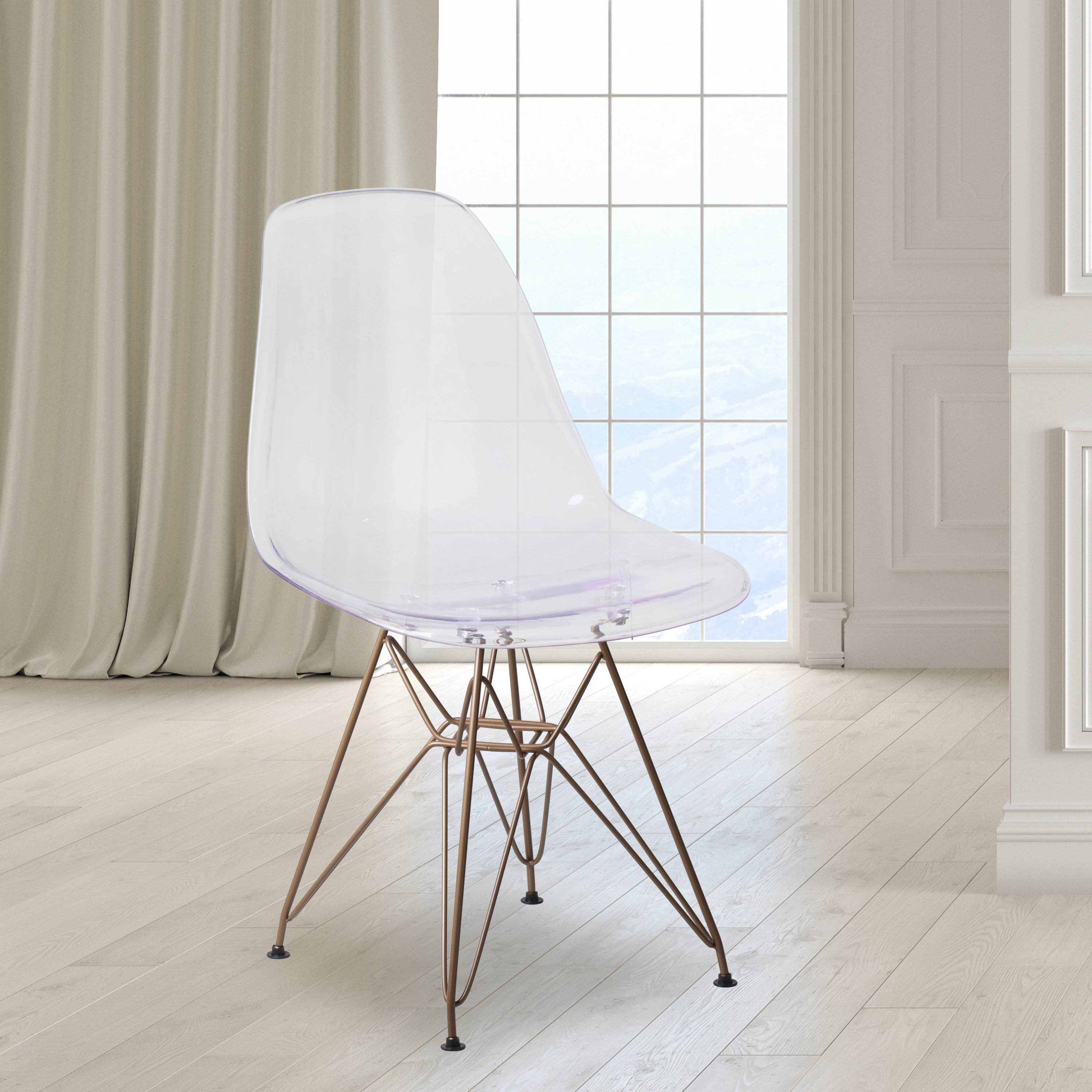 Wrought Studio™ Angeleen Ghost Chair with Gold Metal Base - Hospitality ...