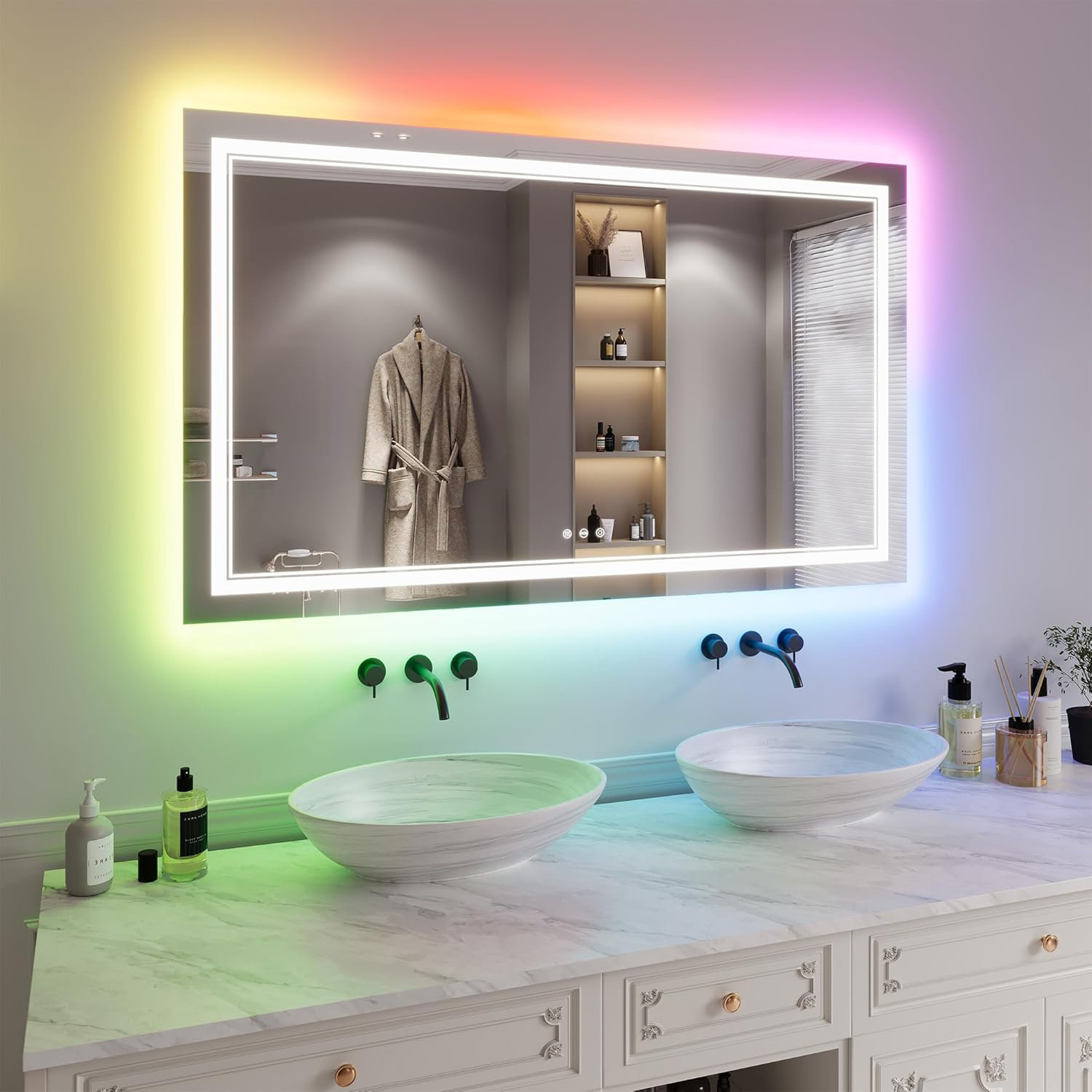Wrought Studio LED Bathroom Mirror with Light, Backlight + Front Light ...