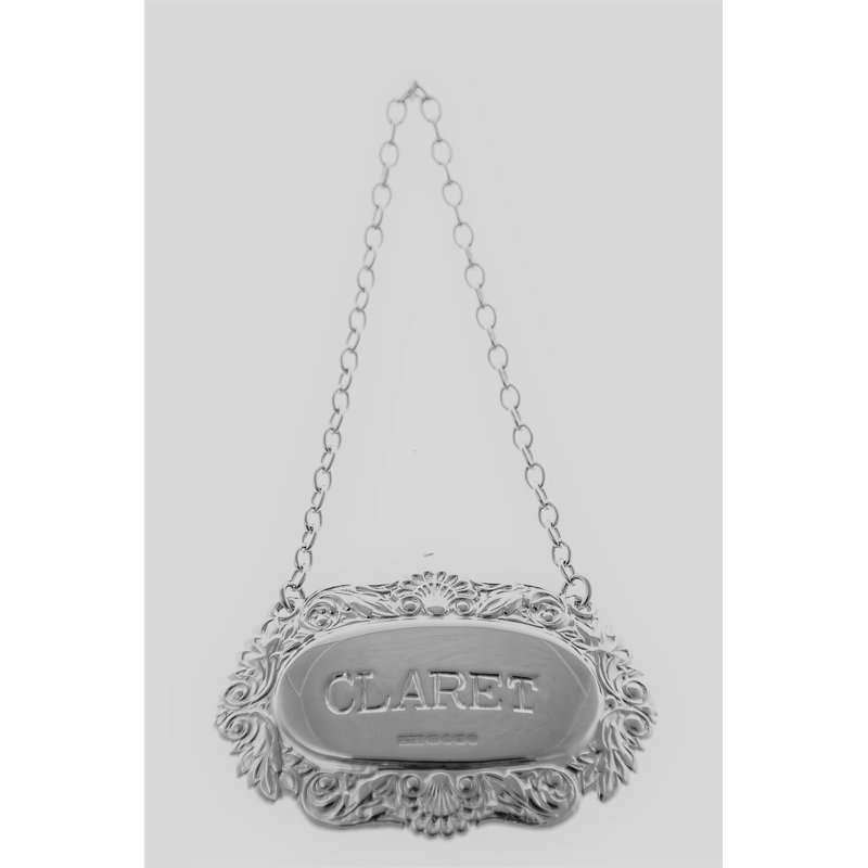 Corbell Silver Company Decanter Label-Claret Fancy Shell and Scroll ...