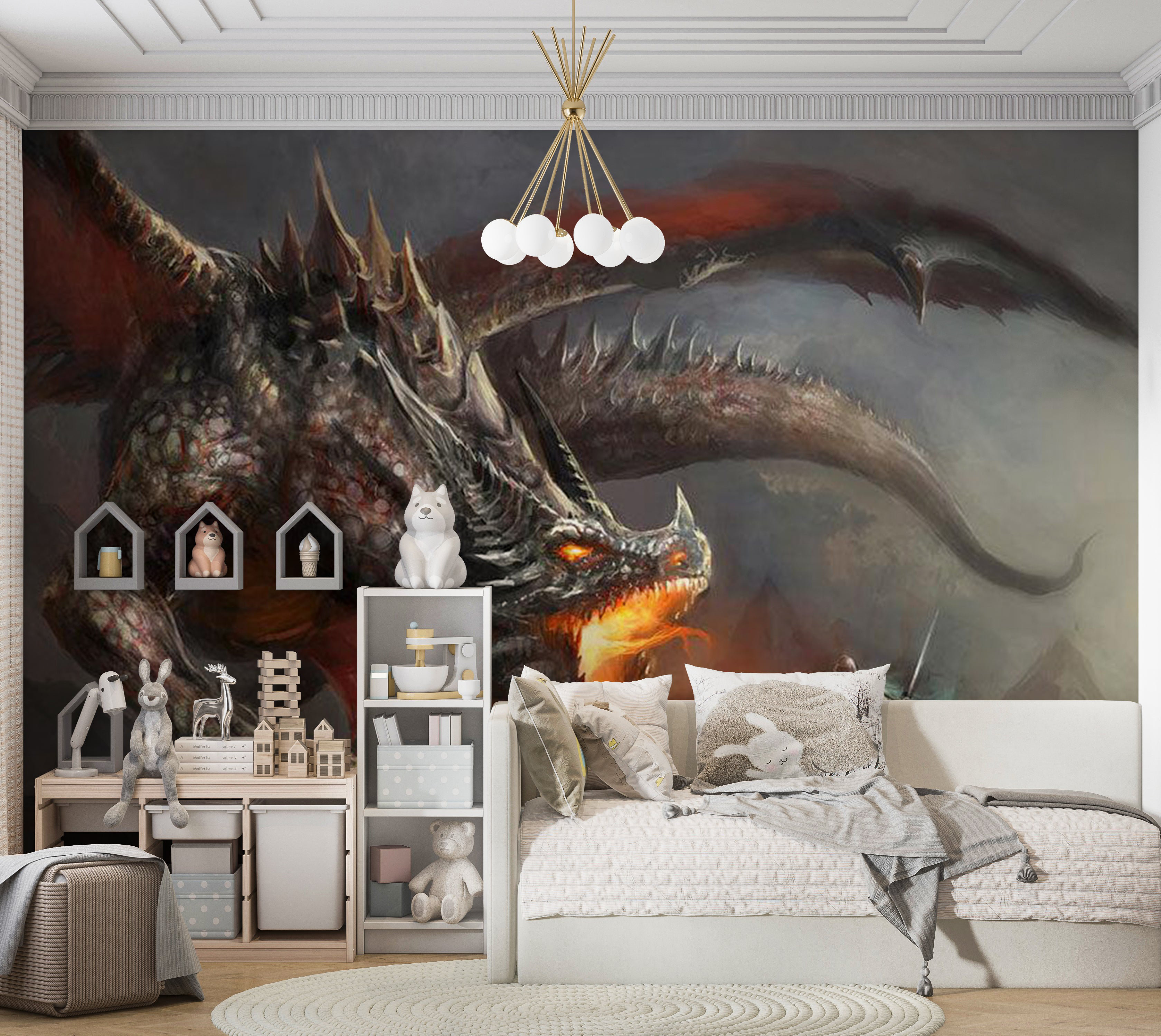 Trinx Fiction Wallpaper Wall Mural - Dragon Fire - Wayfair Canada
