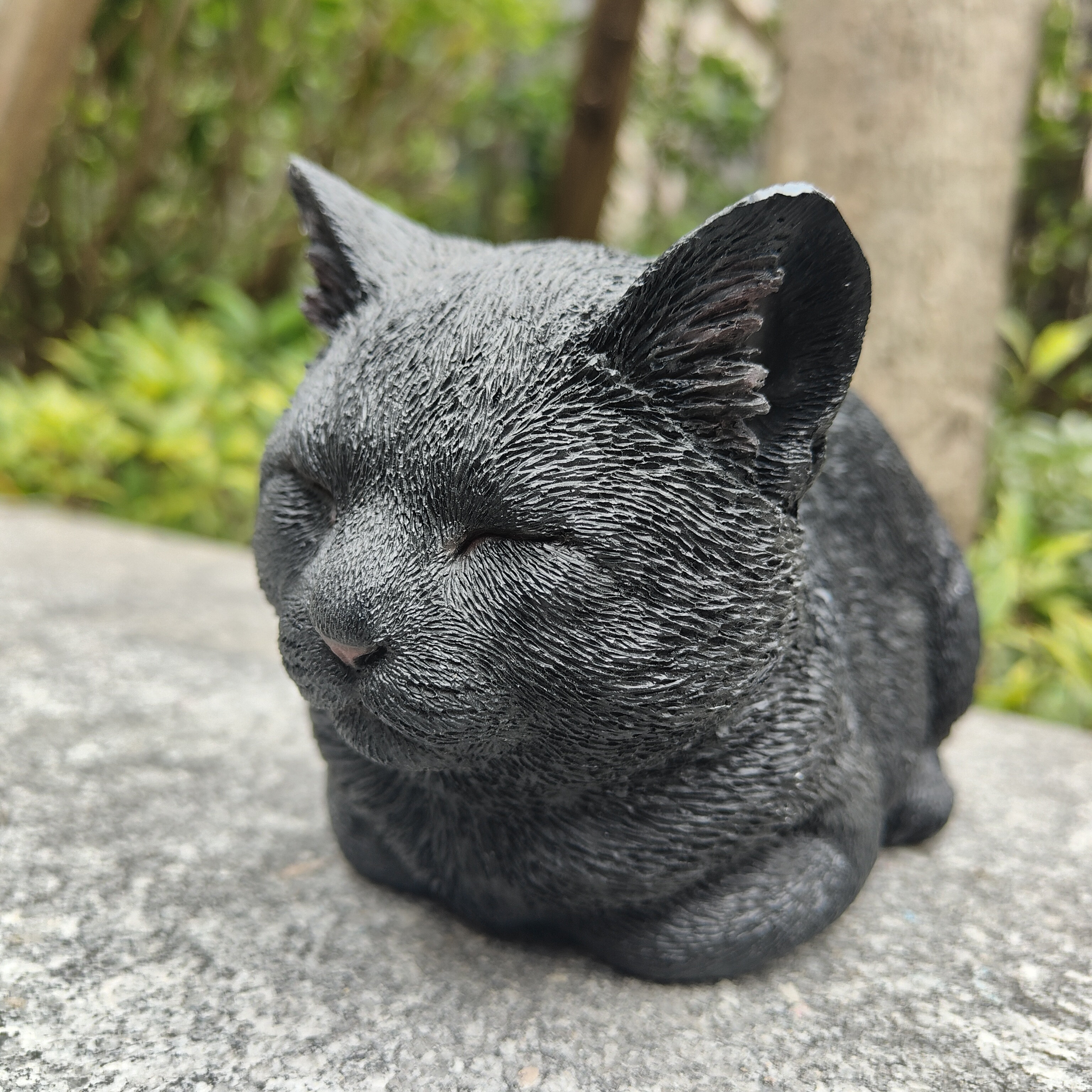 Hi-Line Gift Ltd. Serenity Snooze: Chic Black Polyresin Napping Cat ...