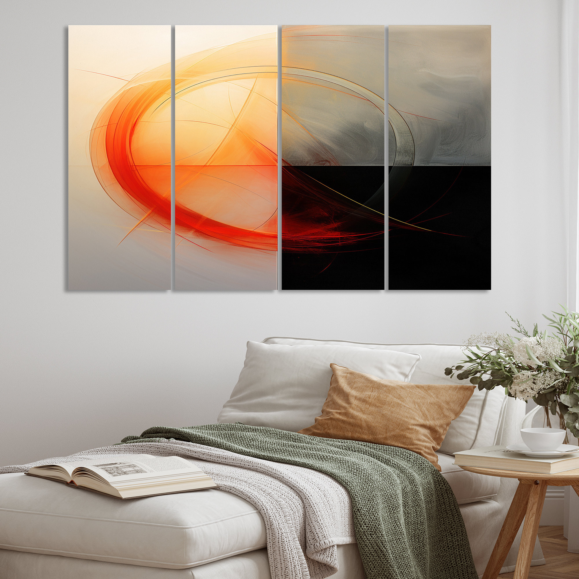 Wrought Studio™ Henleigh Red Moon Rising Abstract Landscape - 4 Piece ...