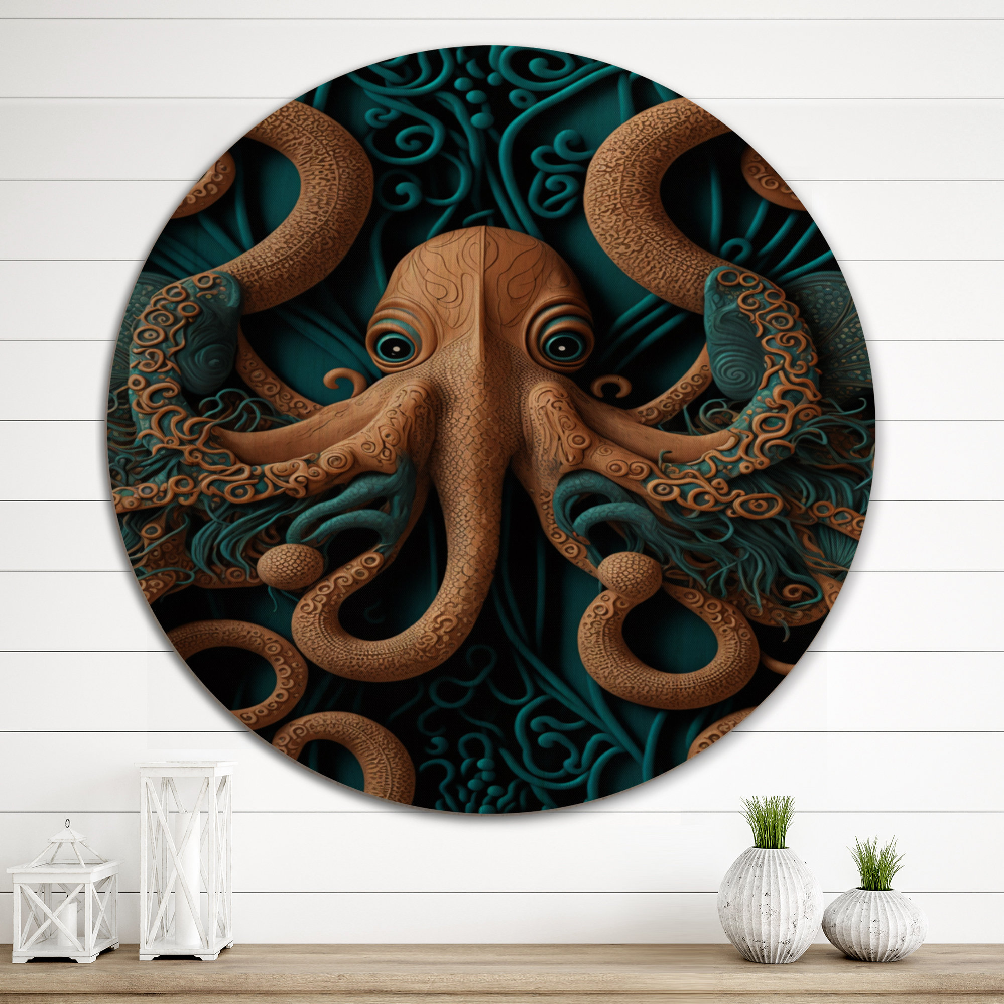 Dovecove Majestic Otherworldly Octopus - Animal Octopus Wood Wall Art ...