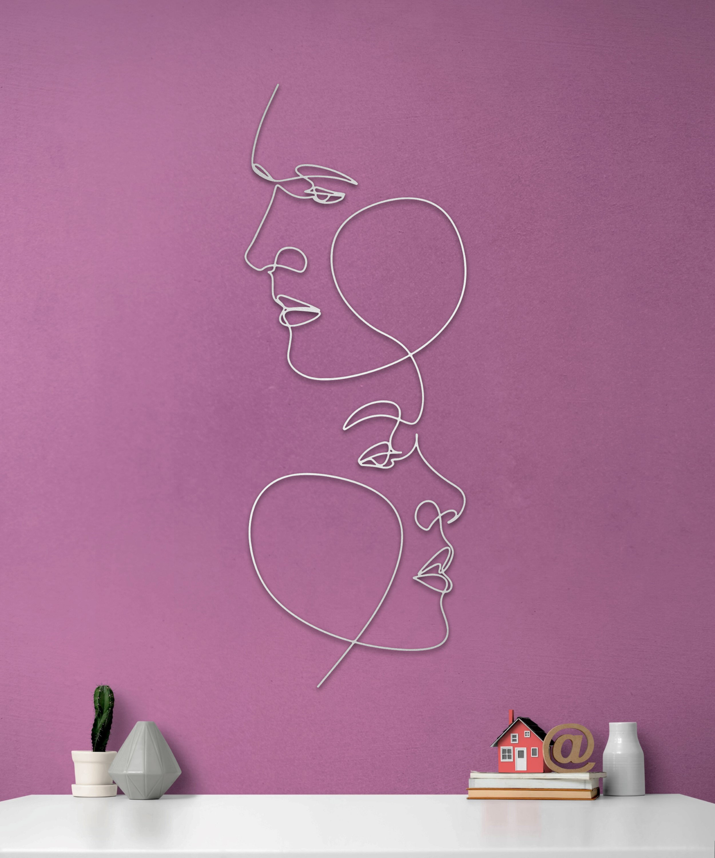 Ivy Bronx Love Faces Metal Line Art, Faces Metal Wall Décor for Wedding ...