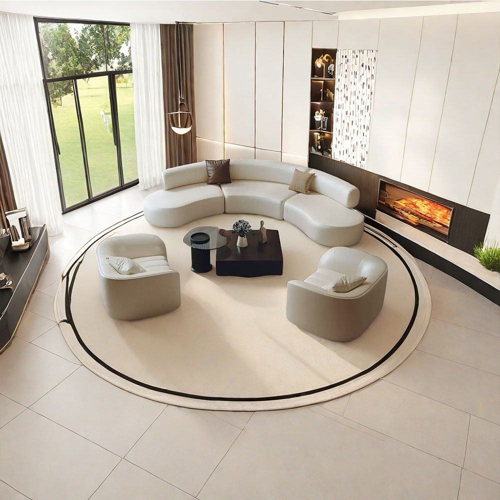 Walkoly Semi-circular Curved Shaped Movable Corner Sofa 3 - Piece Faux ...