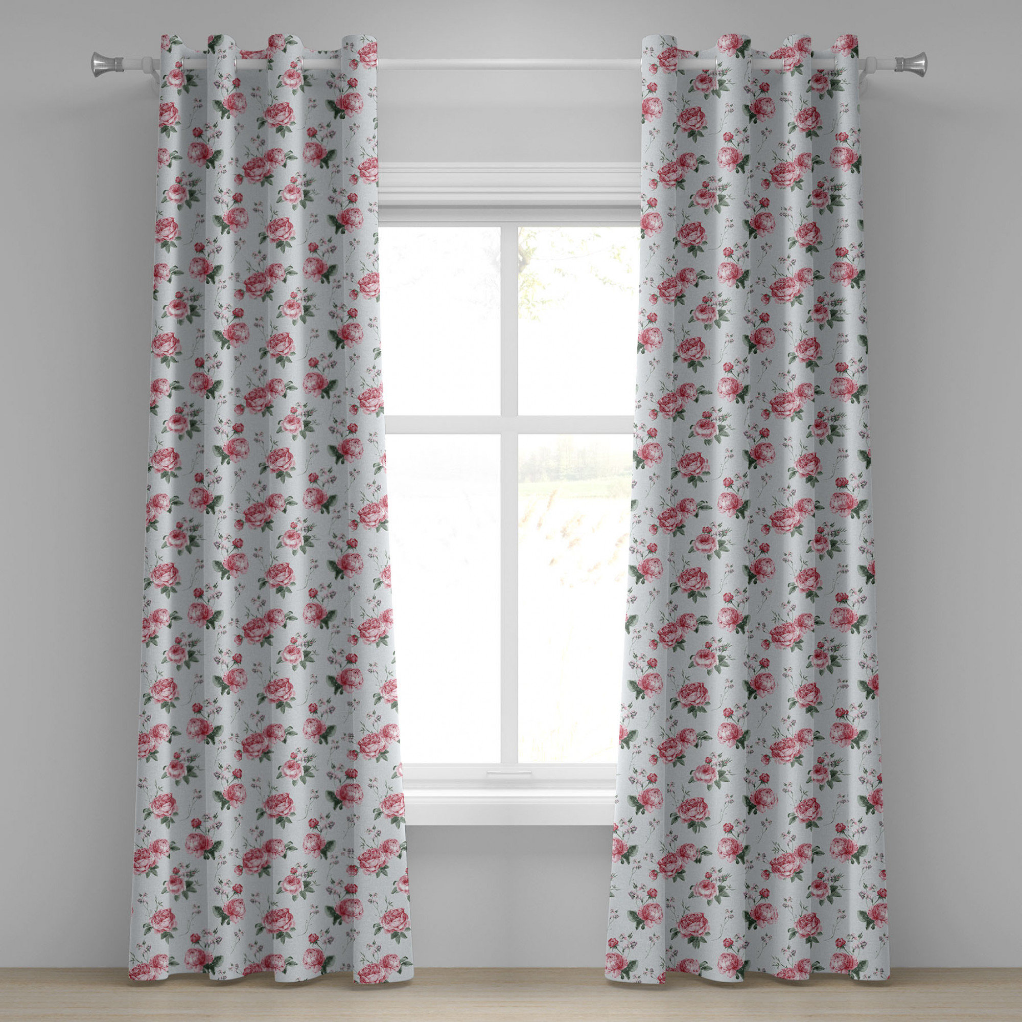 East Urban Home Sateen Floral Blackout Grommet Curtain Panels | Wayfair