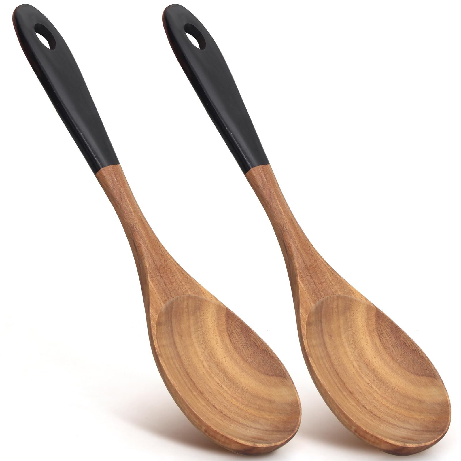 ENOLIL 2 Pcs Large Wooden Spoons for Cooking Serving Spoon,12" Big ...