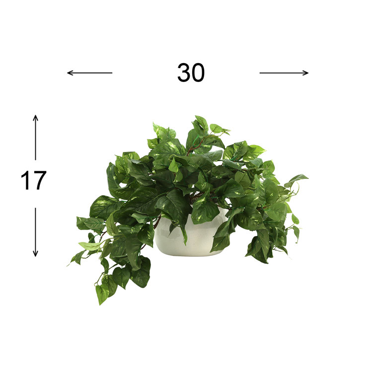 Primrue 17'' Faux Pothos Plant in Ceramic Pot | Wayfair