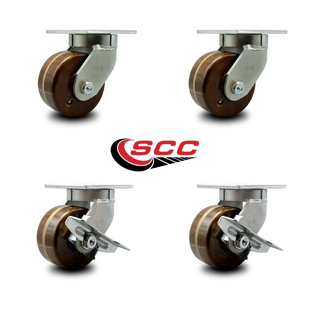 Service Caster 4 Piece Heavy Duty High Temp Phenolic Caster Set | Wayfair
