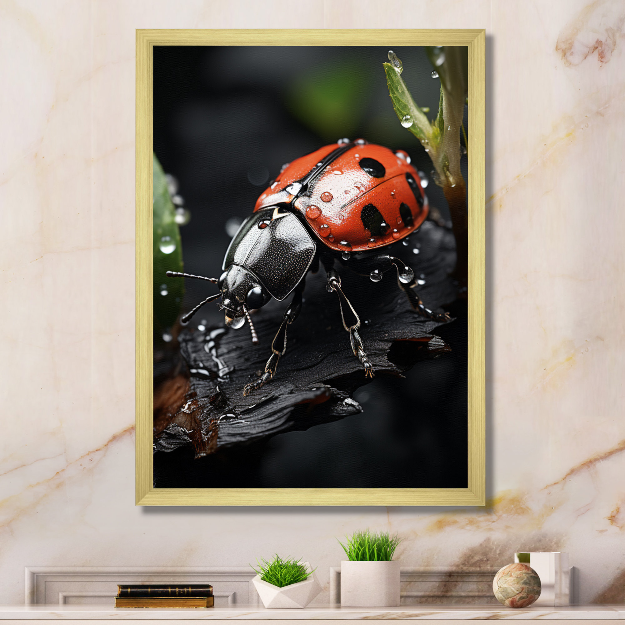 Ebern Designs Red Ladybug Portrait II - Single Picture Frame Print on ...