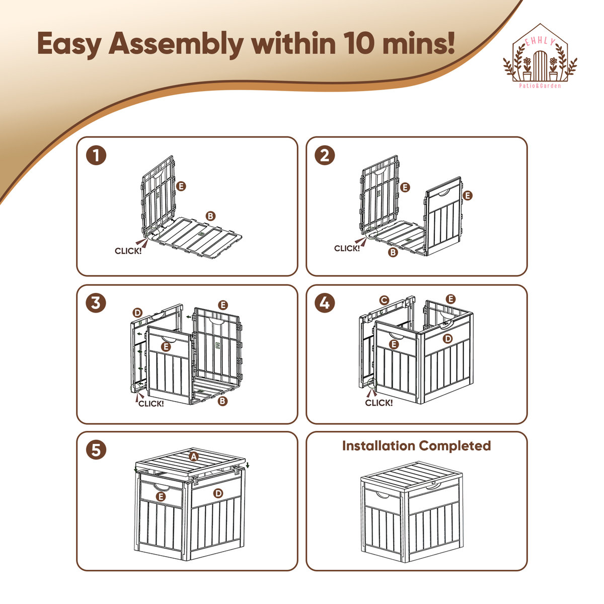 EHHLY 33 Gallon Deck Box, Small Outdoor Storage Box Waterproof ...