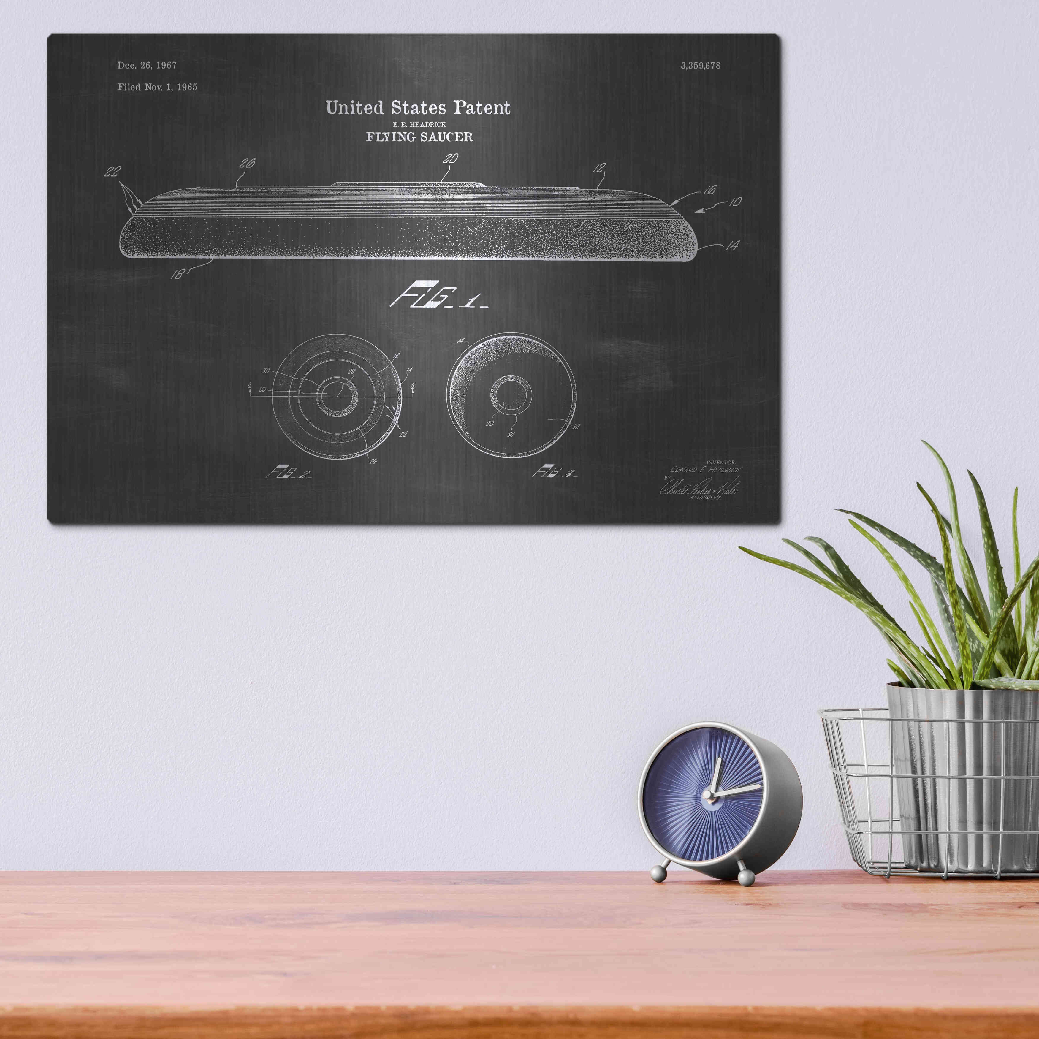 17 Stories " Flying Disc Blueprint Patent Chalkboard " by Luxe Metal ...