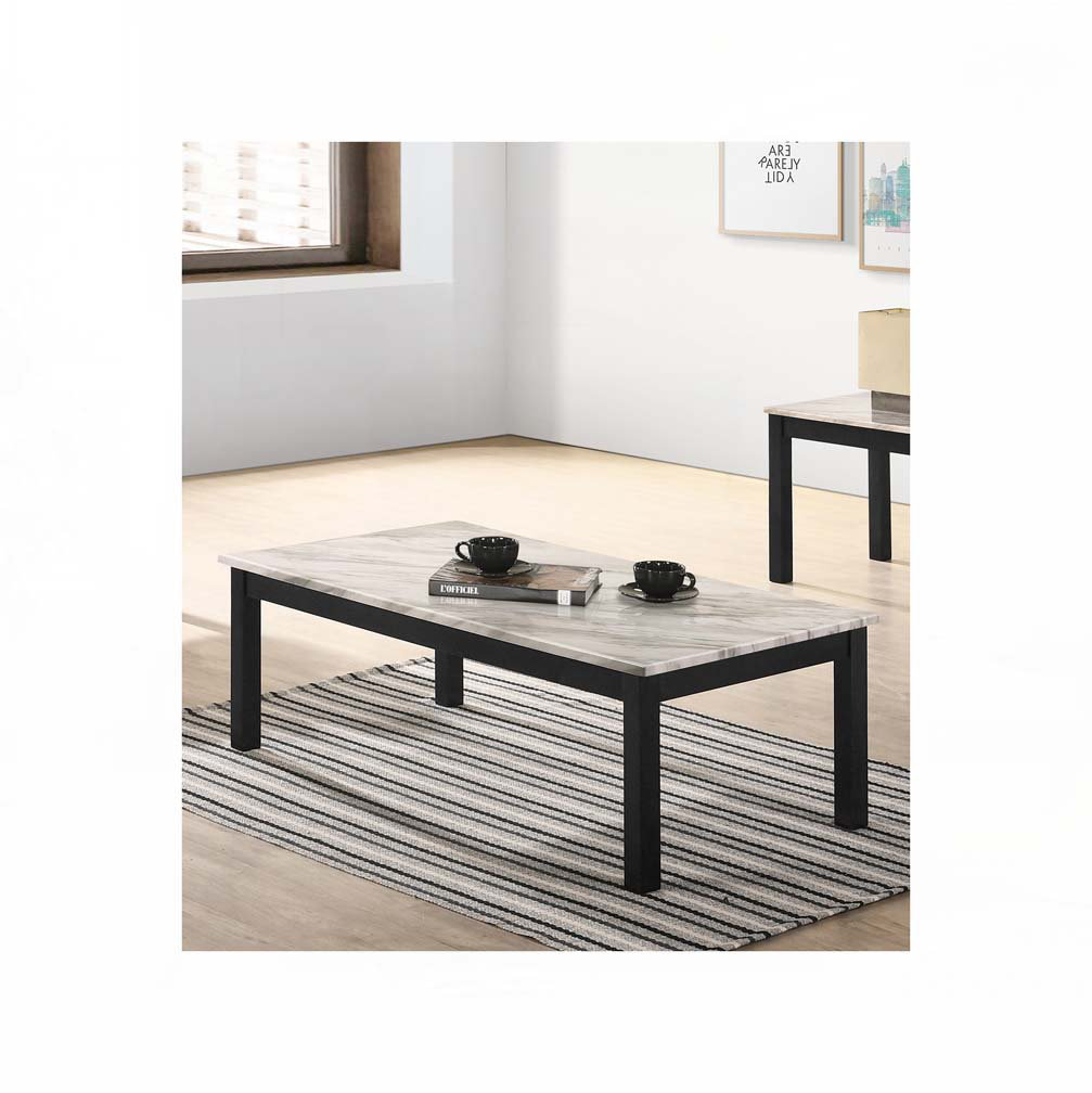 Brayden Studio® Faux Marble Top Coffee Table Set With Wood Base | Wayfair