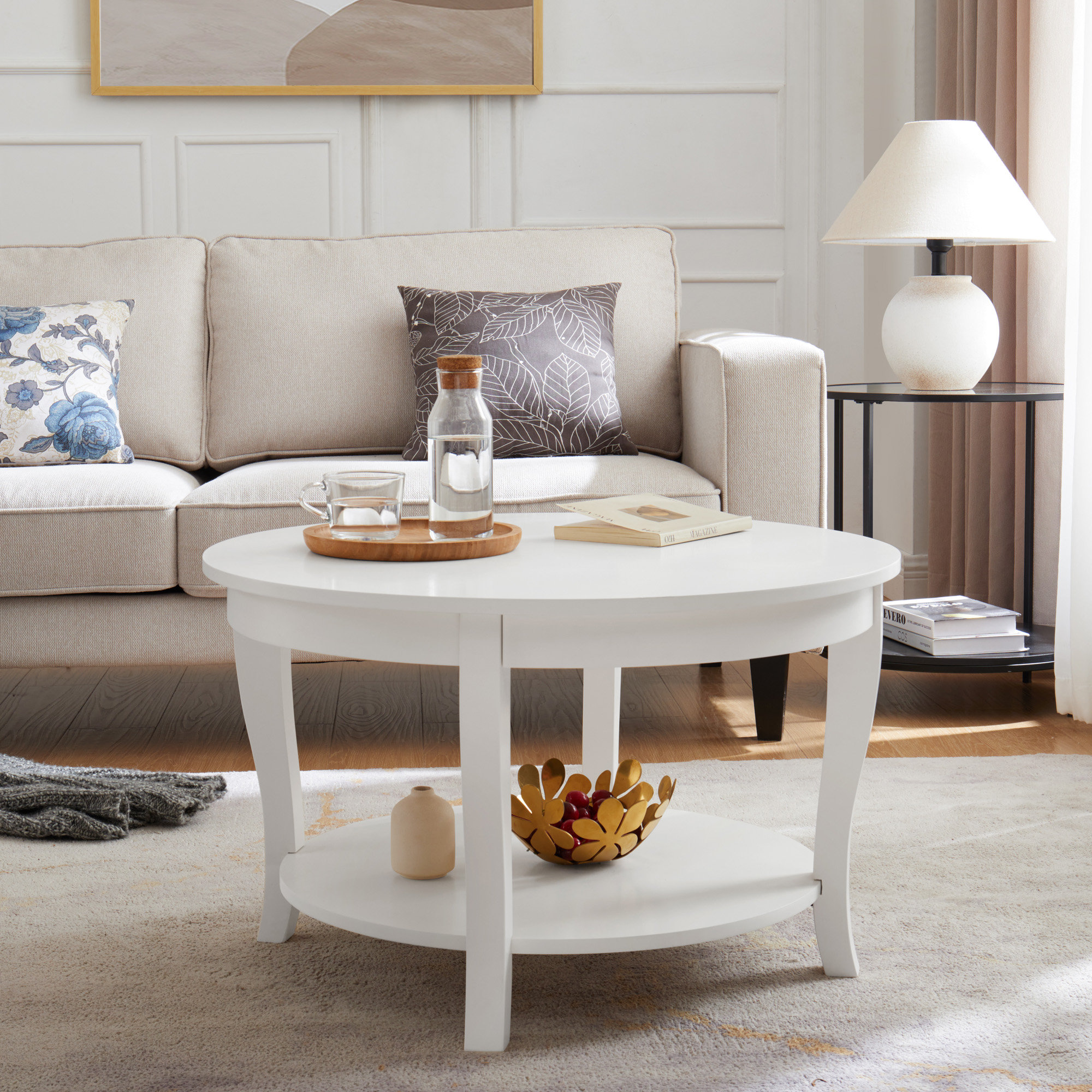 Red Barrel Studio® Traditional Round Coffee Table With Open Storage ...