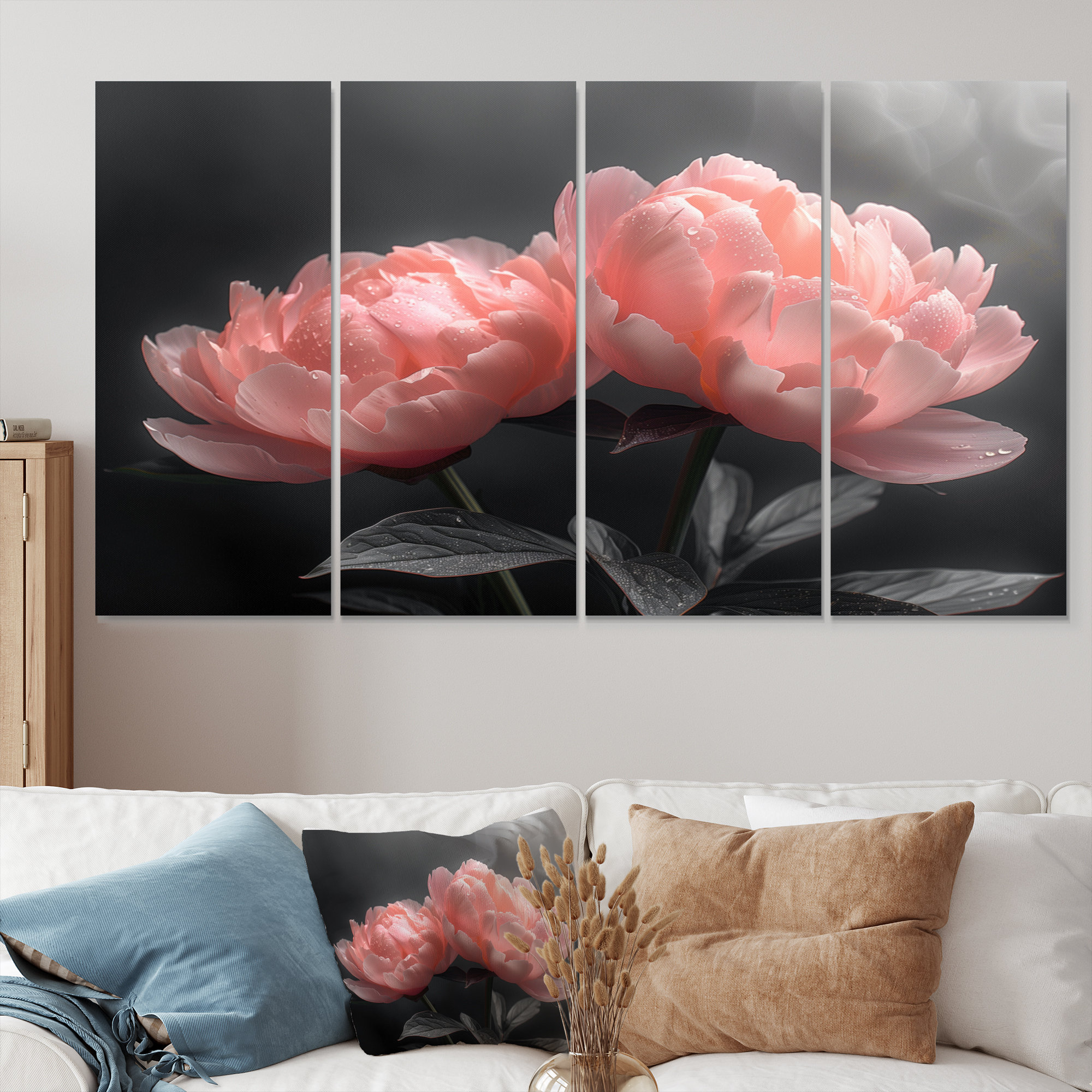 Design Art Romantic Pink Crystal Peonies Bloom II - Peonies Wall Art ...