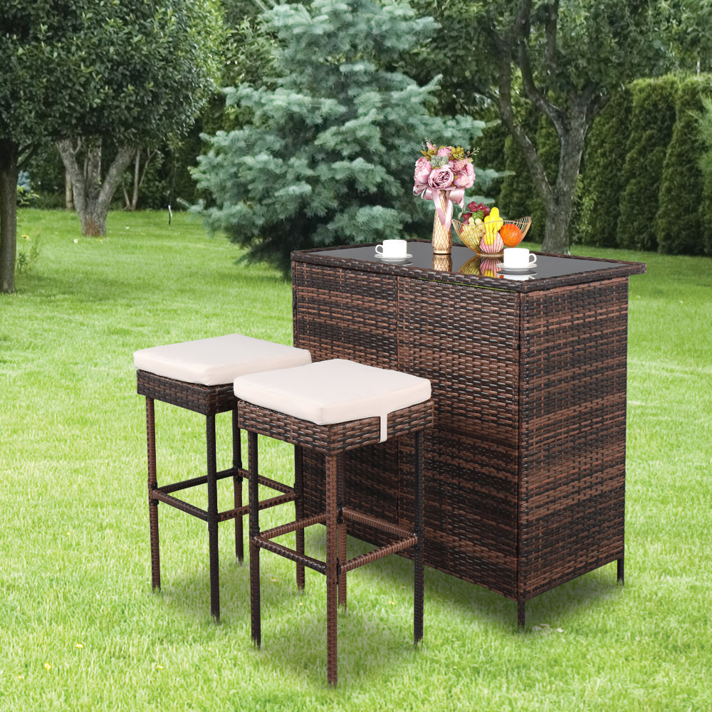 Latitude Run® 2-Person PE Wicker Outdoor Bar Dining Set - Wayfair Canada