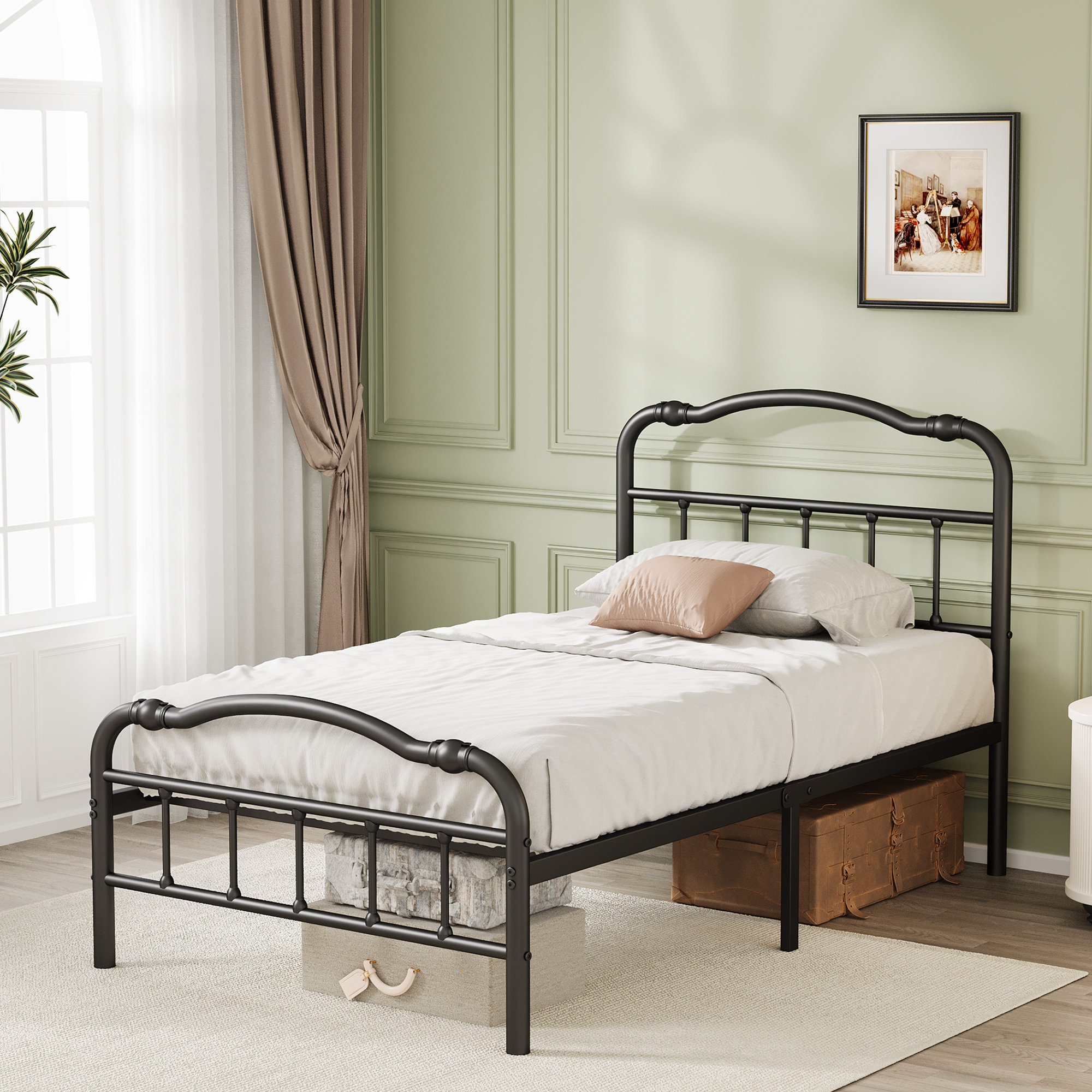 Winston Porter Rinalds Metal Open-Frame Bed & Reviews | Wayfair