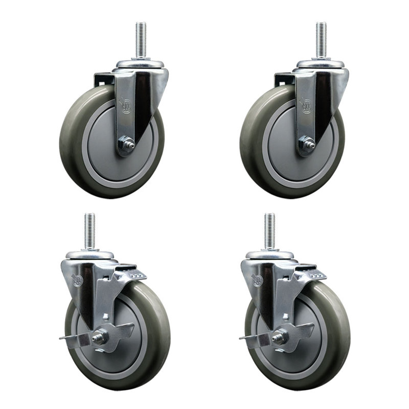 Service Caster Poly Wheel Swivel 3/4 Inch Threaded Stem Caster Set 2 ...