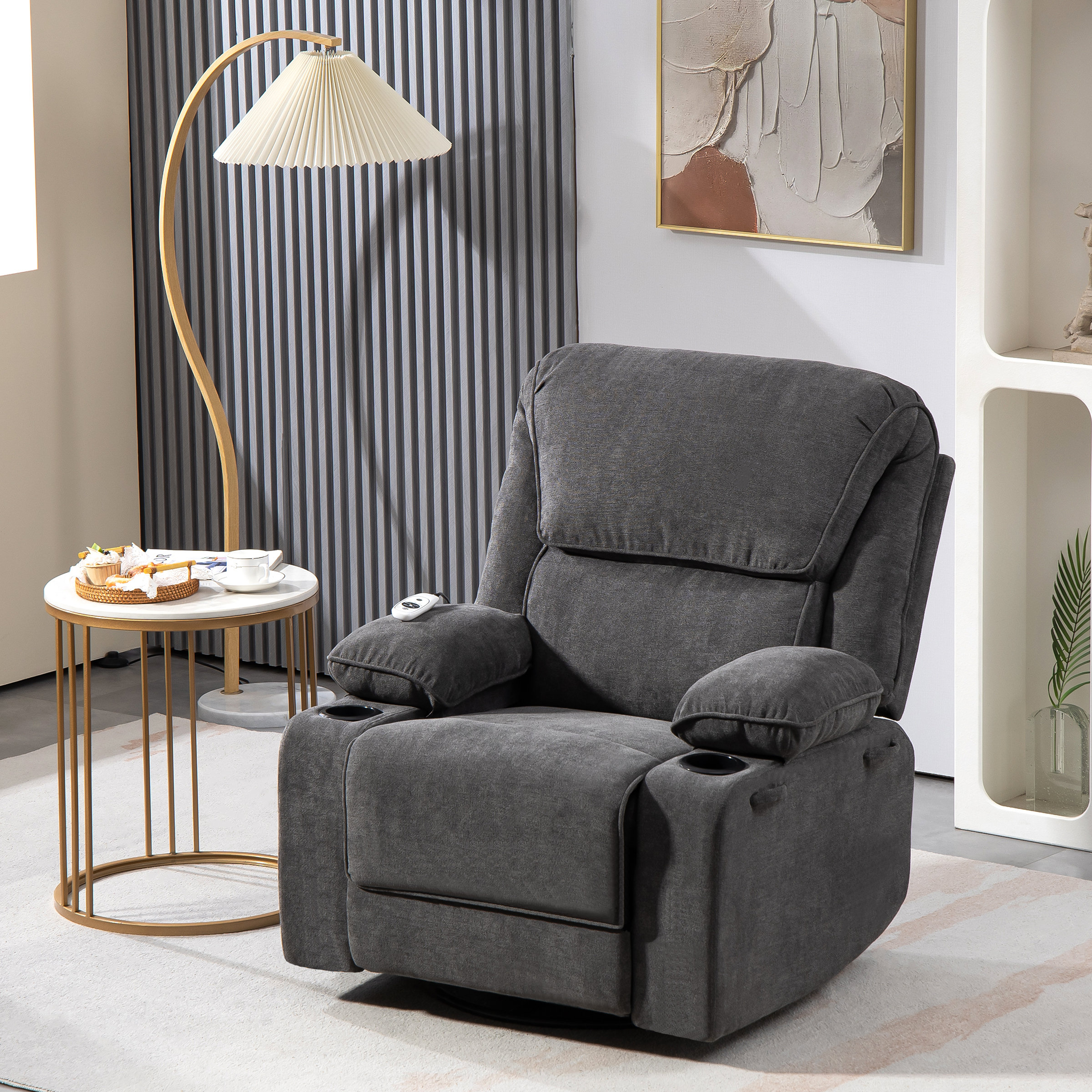 Latitude Run® Modern Swivel and Rocking Recliner with Heating and ...