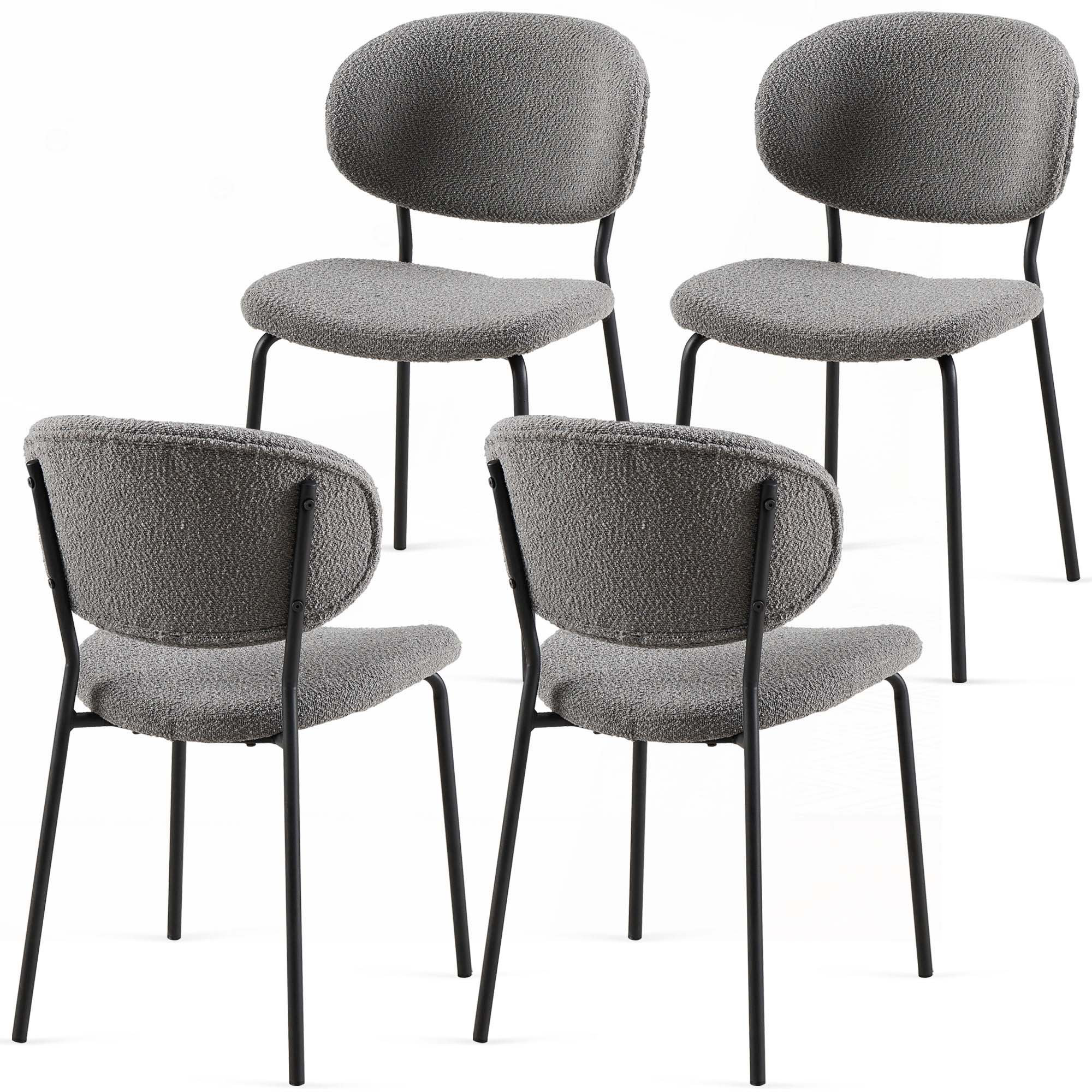 One Allium Way® Boucle Upholstered Dining Chairs Set of 4 | Wayfair