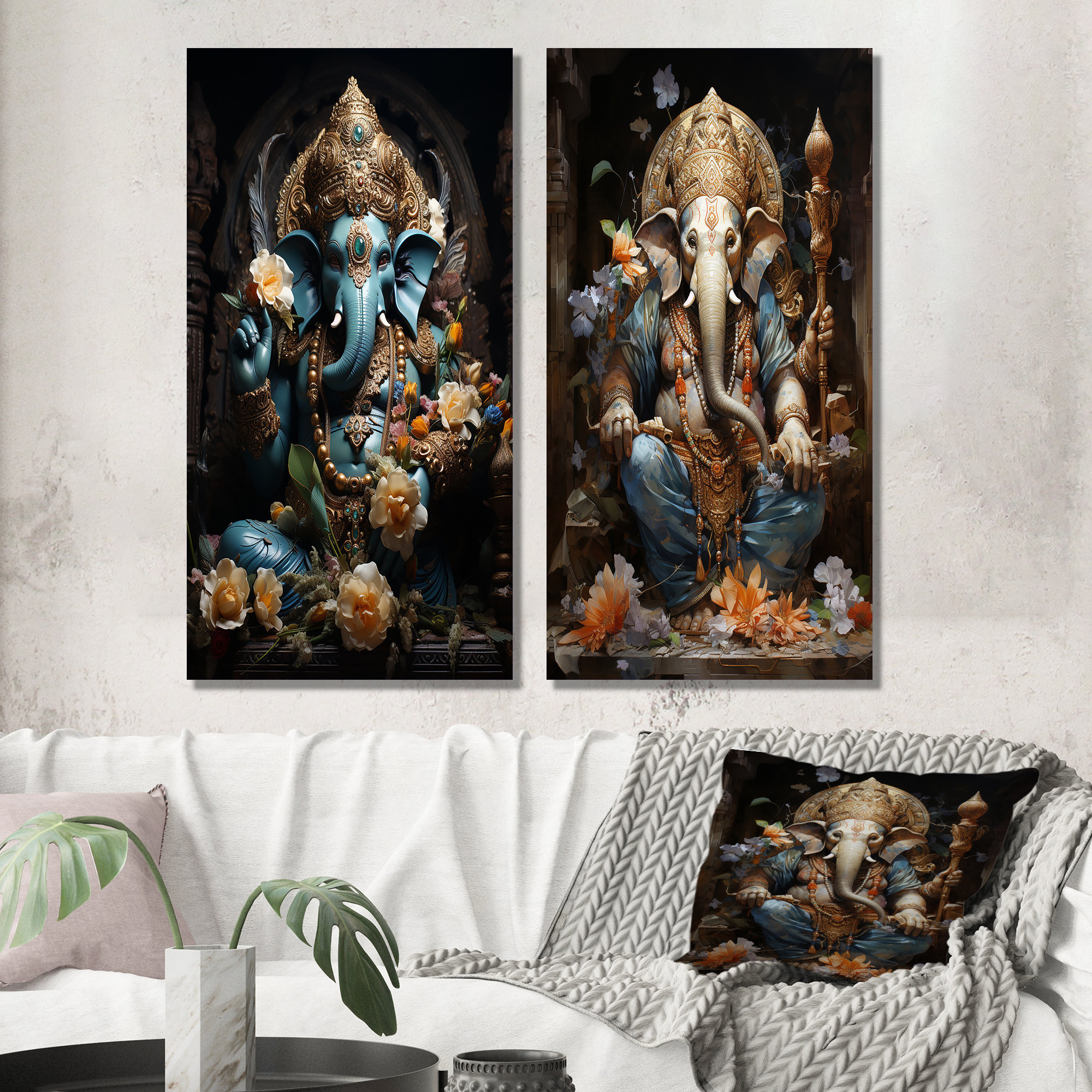 Red Barrel Studio® Gold Indian Art Mystic Ganesha - Wall Art Decor Set ...