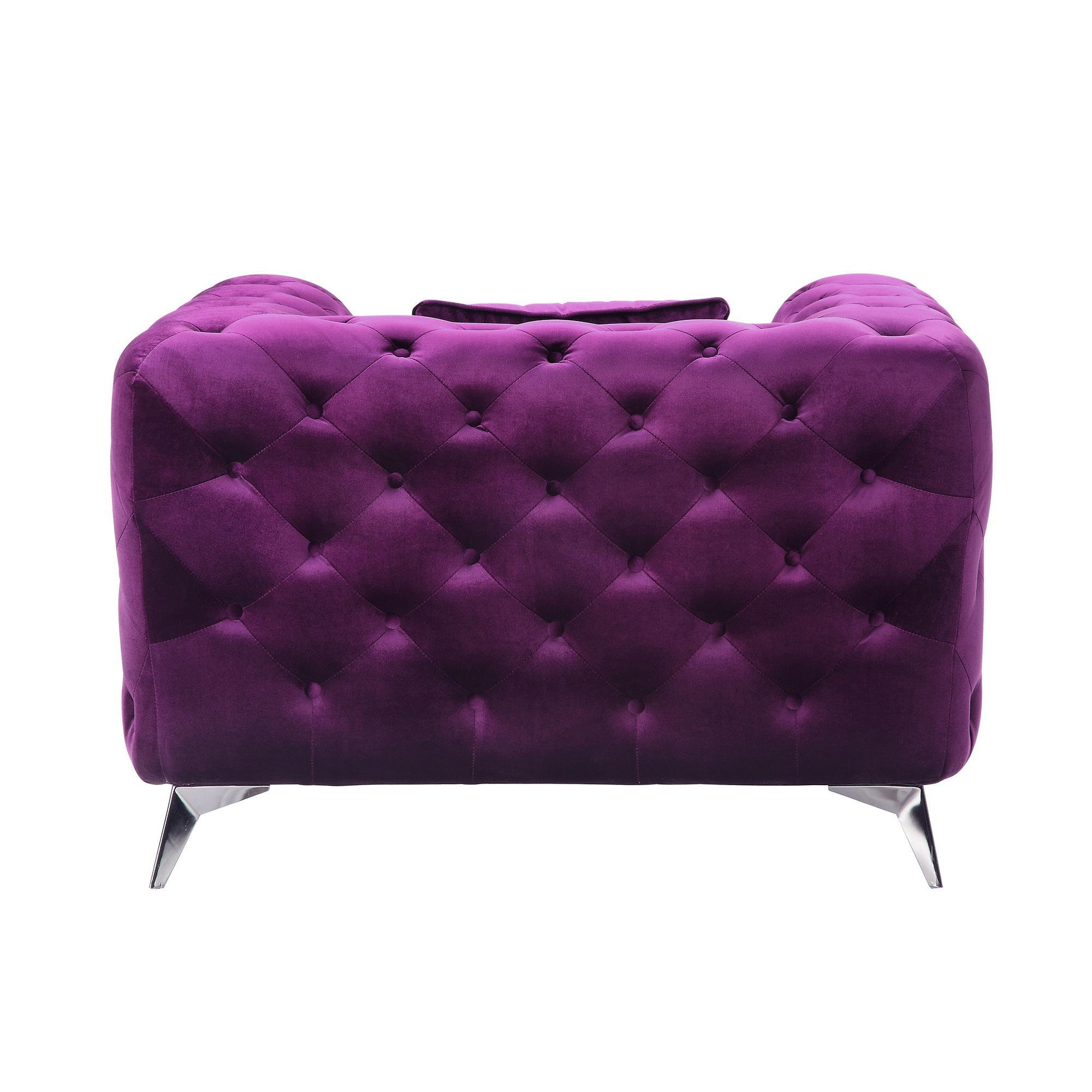 Everly Quinn Atronia Purple Velvet Chair - Wayfair Canada