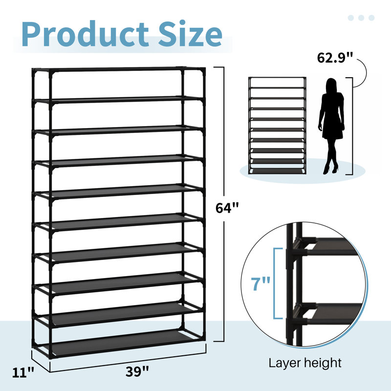 Rebrilliant 80-100 Pair Stackable Shoe Rack (Set of 2) | Wayfair