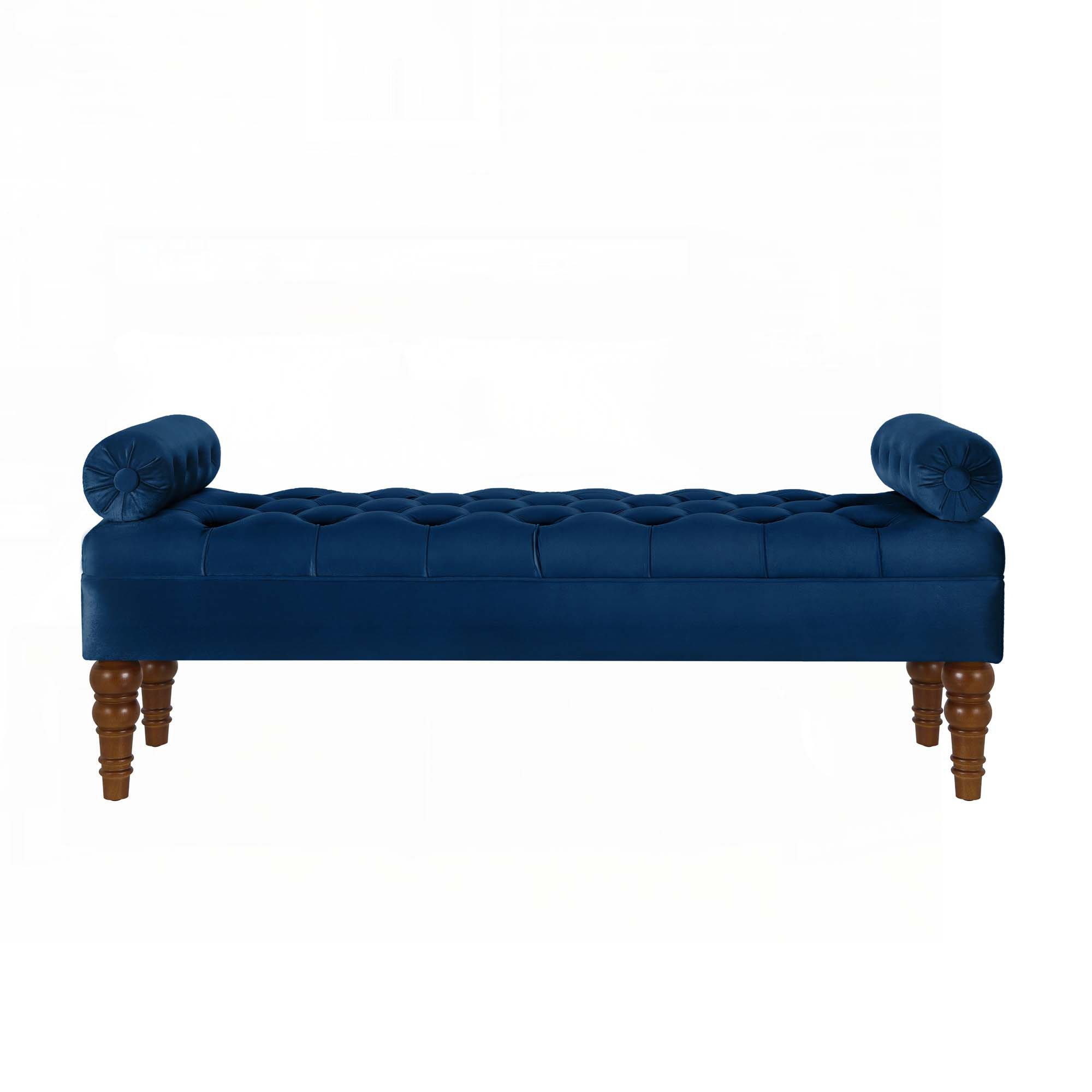 Astoria Grand Velvet Upholstered Tufted Button Bench with Wood Leg ...