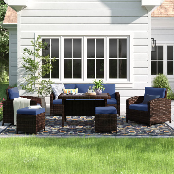 Sol 72 Outdoor™ Parkhurst 6 Piece Rattan Lounge Dining with Cushions ...