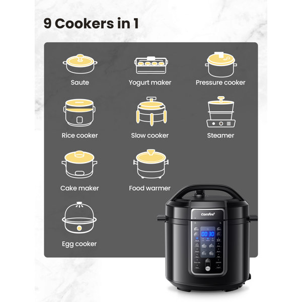COMFEE' 9 in 1 Electric Pressure Cooker Rice Slow Cooker Olla de ...