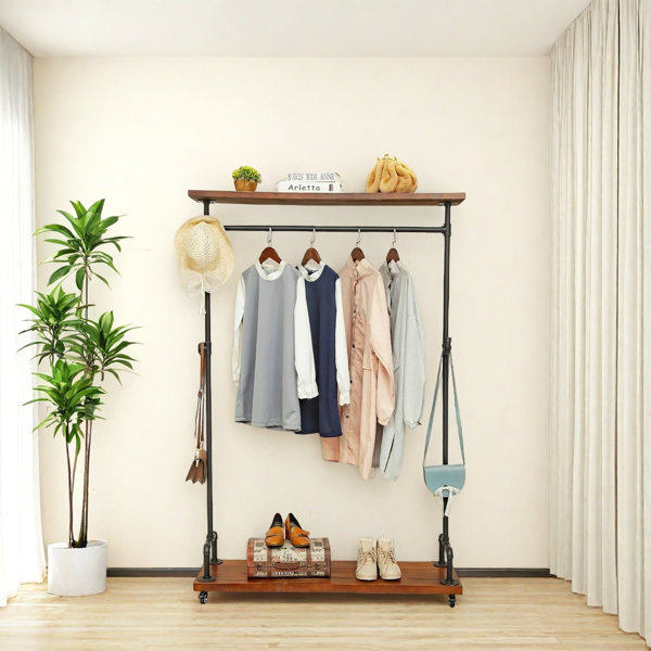 Williston Forge Industrial Pipe Clothing Racks, Rolling Garment Racks ...