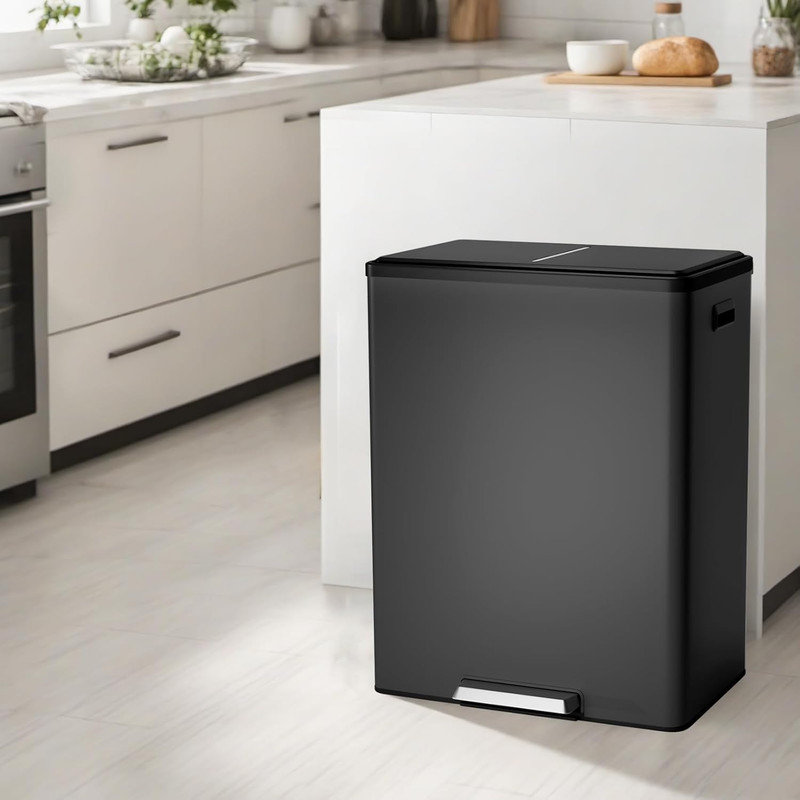 GarveeHome Step Dual Trash Can, 60L/16 Gallon Recycle Bins with Lid, 2 ...