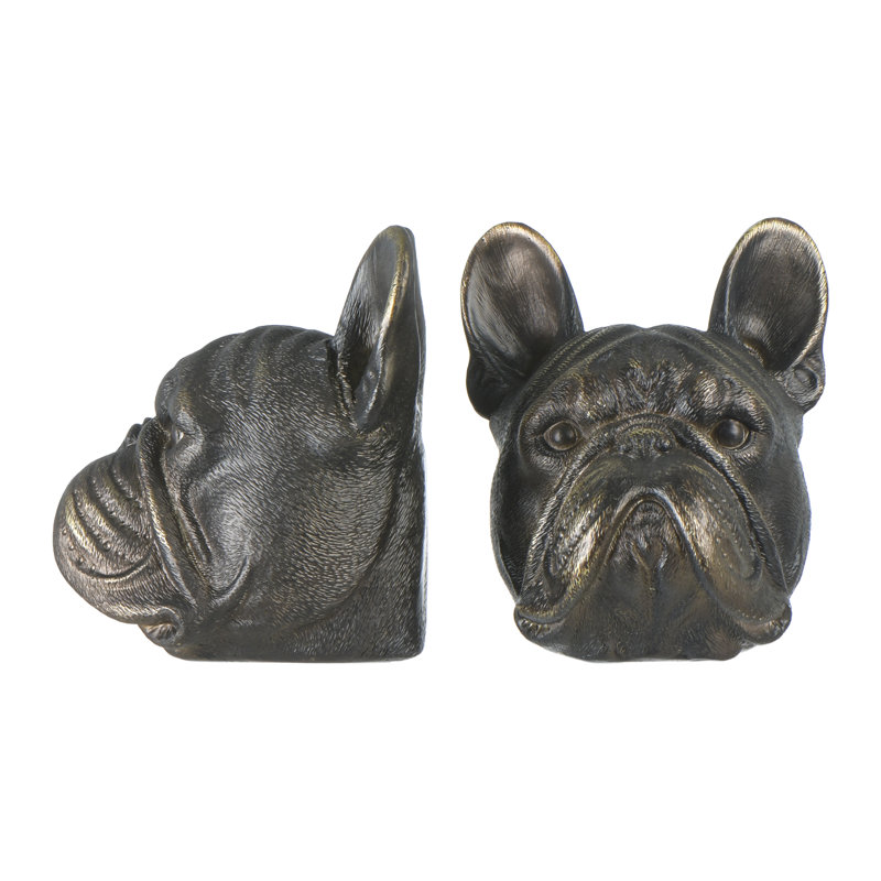 Red Barrel Studio® Decorative Antique Resin Dog Head Bookends | Wayfair