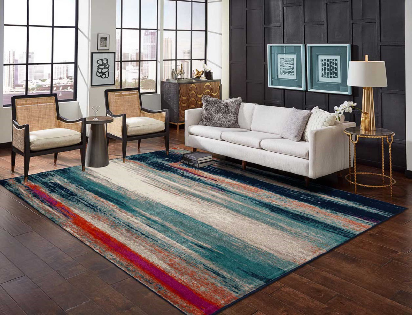 Beverly Hills Rugs Square Abstract Wool Red Indoor / Outdoor Area Rug ...