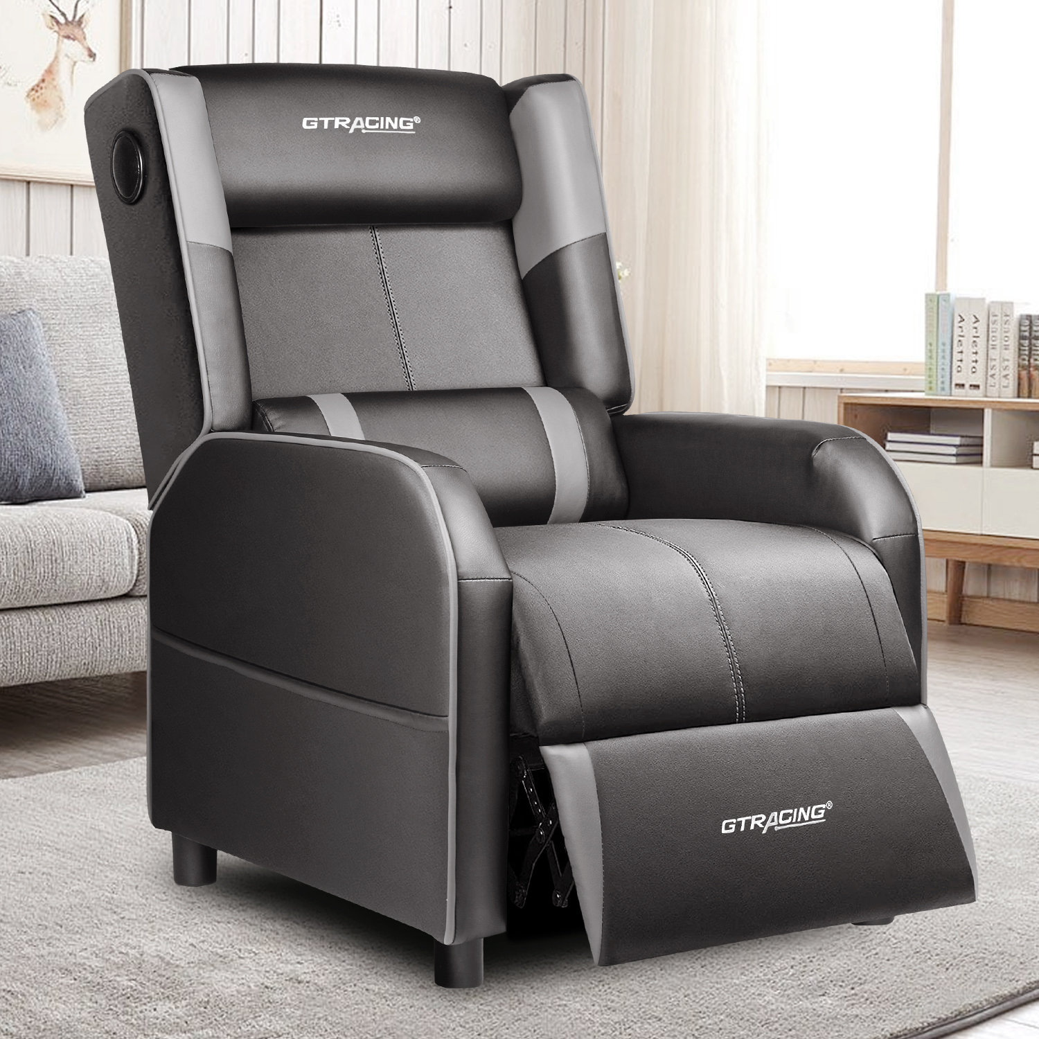 Lucklife Gaming Recliner Chair with Bluetooth Speakers Racing Style ...