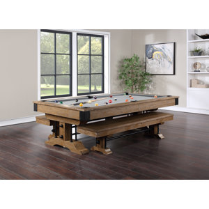 HB Home Sexton 8' Pool Table with Dining Top & Benches with ...
