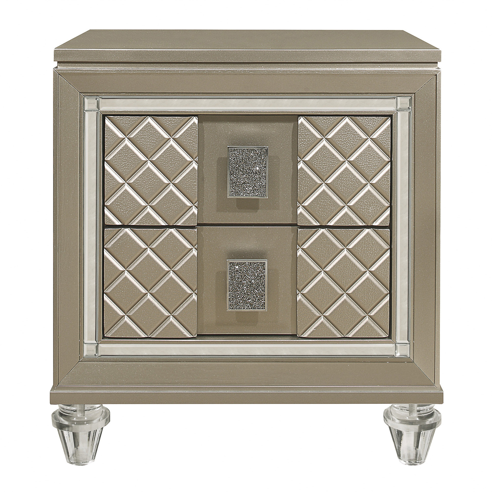 Rosdorf Park Glamorous Champagne Finish 1Pc Nightstand Of 2 Drawers ...