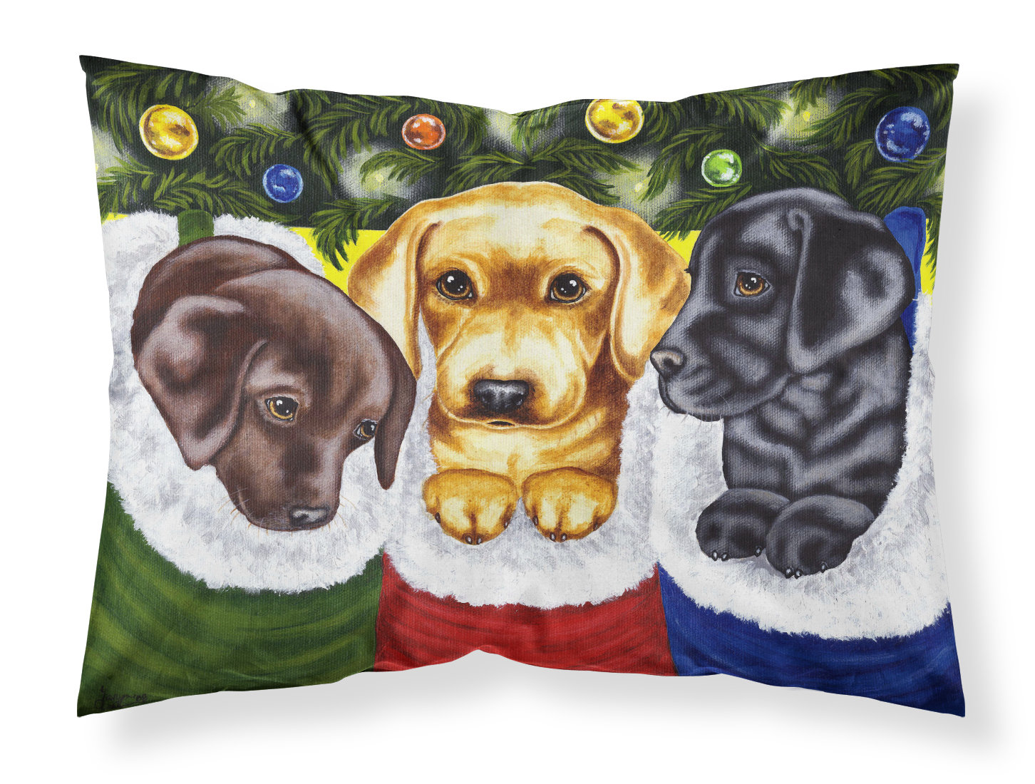 Caroline's Treasures Christmas Stocking Surprise Labrador Pillowcase ...