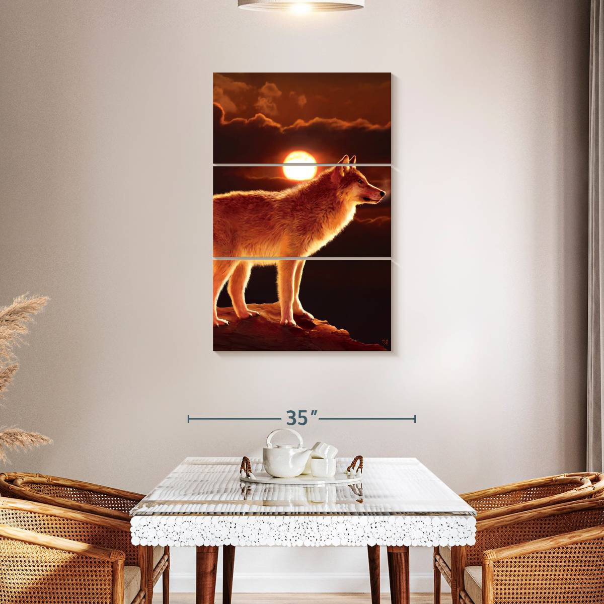 Ebern Designs Brampt Sunset Wolf | Wayfair
