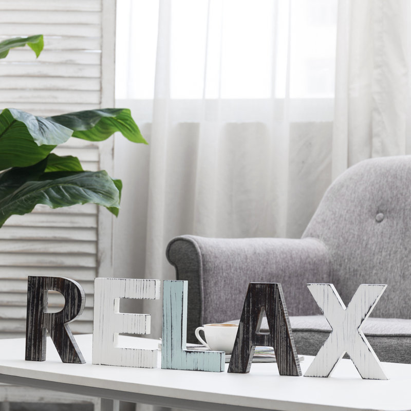 Gracie Oaks Samia Rustic Wood Letter Block Sign & Reviews | Wayfair