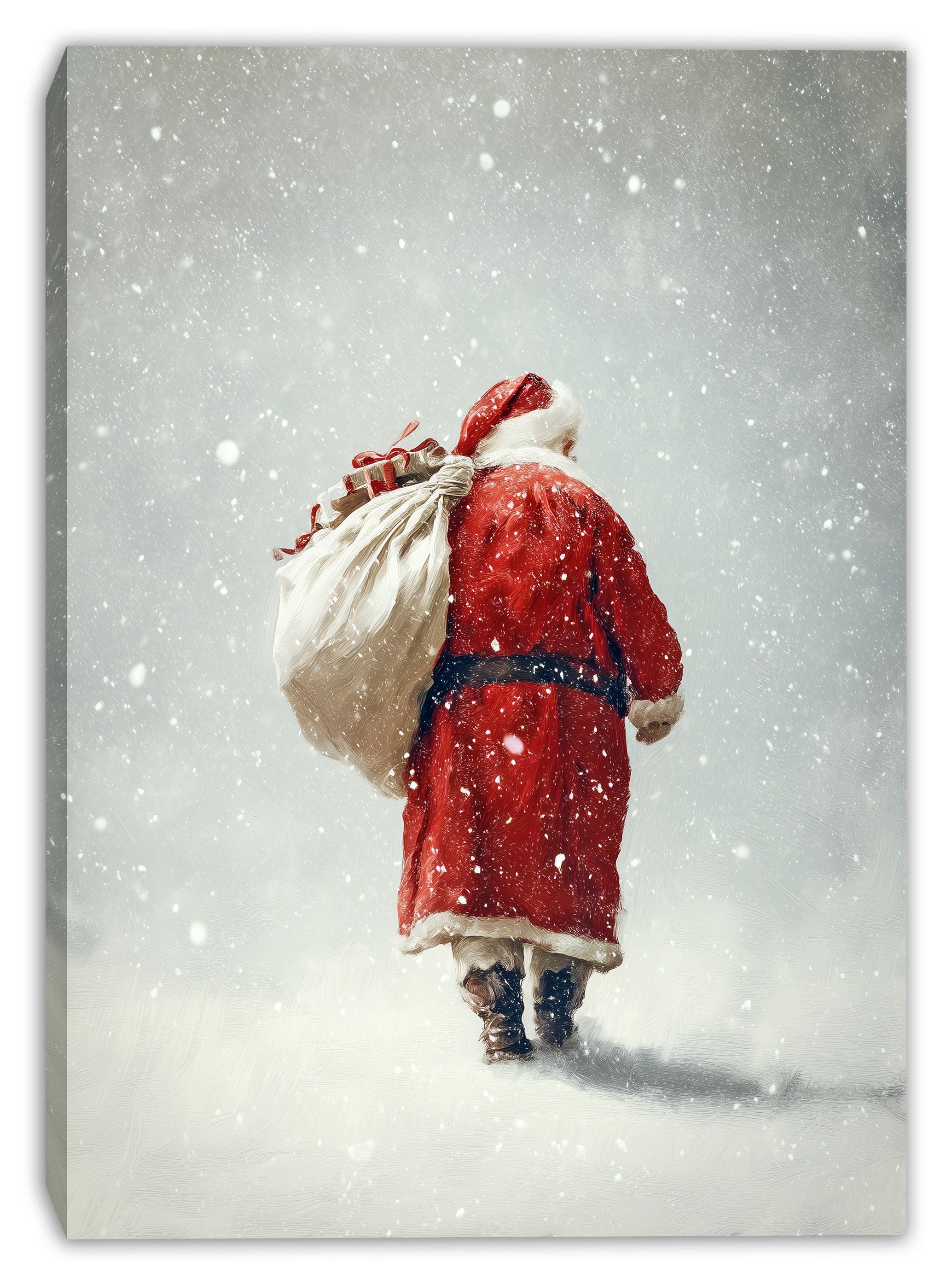 Ophelia & Co. Santa Walking Through Falling Snow Wrapped Canvas Wall ...
