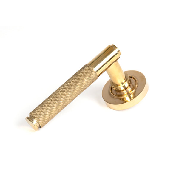 From The Anvil Polished Brass Brompton Lever On Rose Set (Plain ...