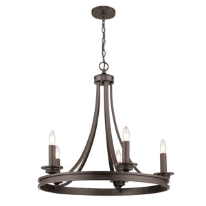 August Grove® Pavon 5 - Light Dimmable Wagon Wheel Chandelier & Reviews ...