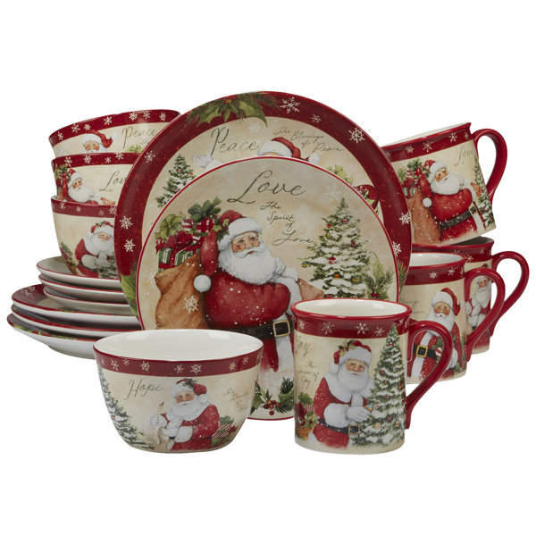 Certified International Holiday Wishes 16 Piece Dinnerware Set, Service ...