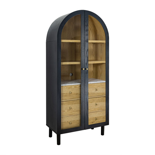 George Oliver Arched Storage Display Cabinet with Tempered Glass Doors ...