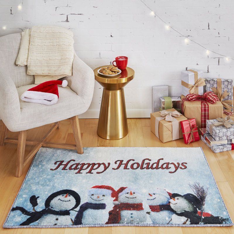 The Holiday Aisle® Triplett Machine Tufted Performance Blue & Red Rug ...